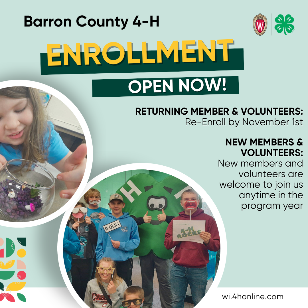 4-H Enrollment is open – Extension Barron County